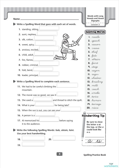 WA: Spelling HW 1. Interactive worksheet | TopWorksheets