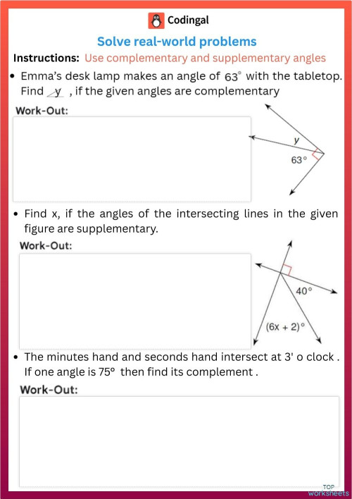 Angles: interactive worksheets and online exercises | TopWorksheets