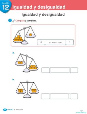 Actividad igualdad y desigualdad. Ficha interactiva | TopWorksheets