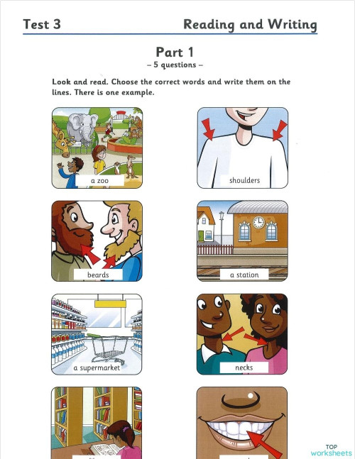 Movers - APT4 - Test 3 - Reading and Writing. Interactive worksheet ...