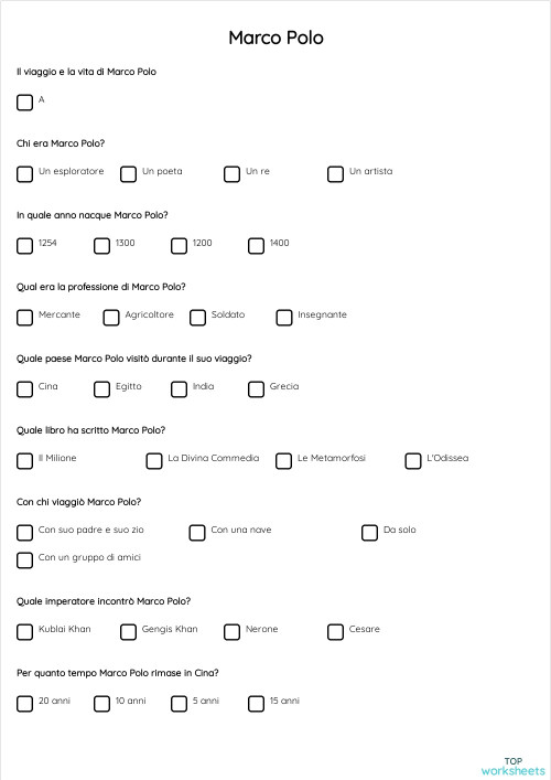 Italiano: schede interattive ed esercizi online | TopWorksheets