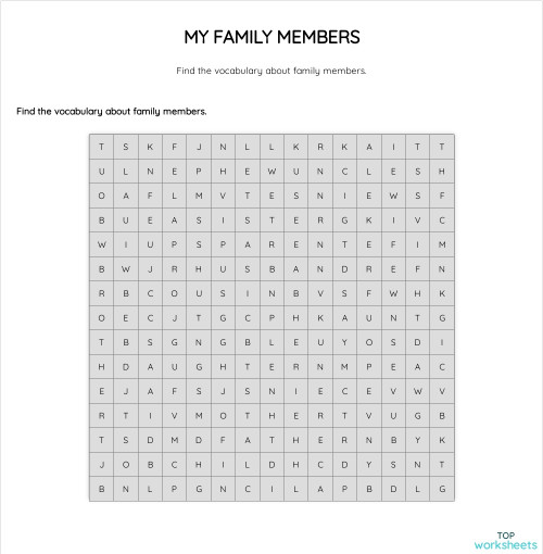 MY FAMILY MEMBERS. Interactive worksheet | TopWorksheets
