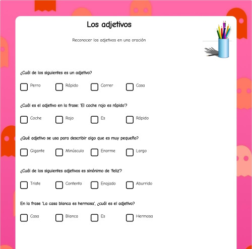 Adjetivos: fichas interactivas y ejercicios online | TopWorksheets