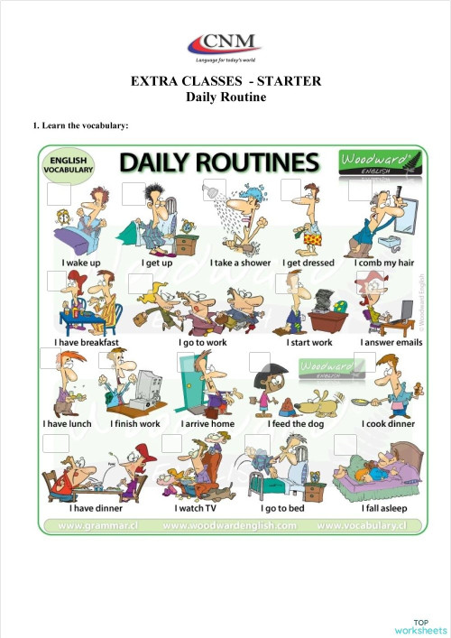 Daily routines. Interactive worksheet | TopWorksheets