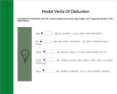 Modal Verbs Of Deduction. Interactive worksheet | TopWorksheets