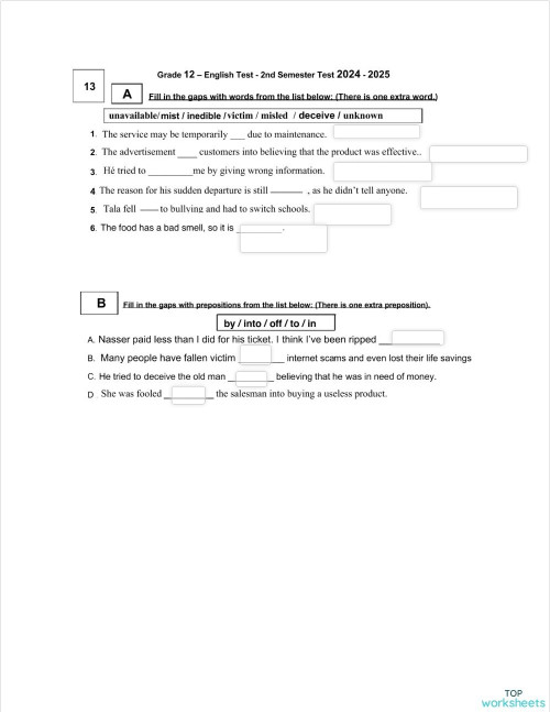 G12 Revision Module 8. Interactive worksheet | TopWorksheets