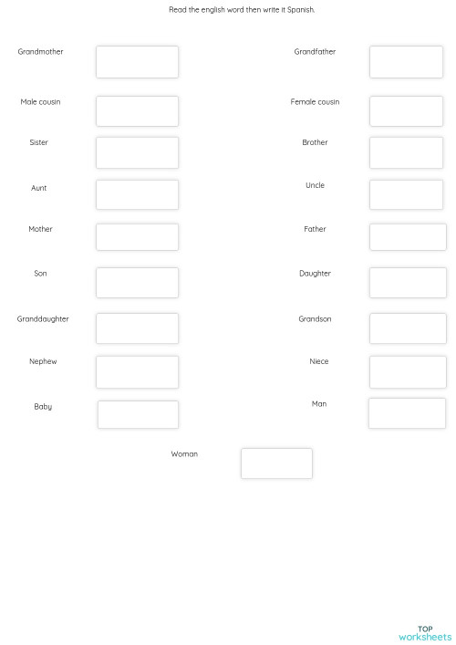 Vocabulario Espanol. Interactive worksheet | TopWorksheets