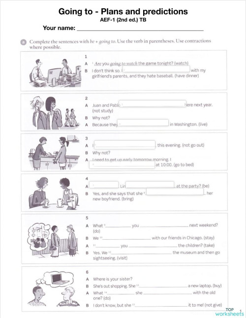 going to plans and predictions. Interactive worksheet | TopWorksheets