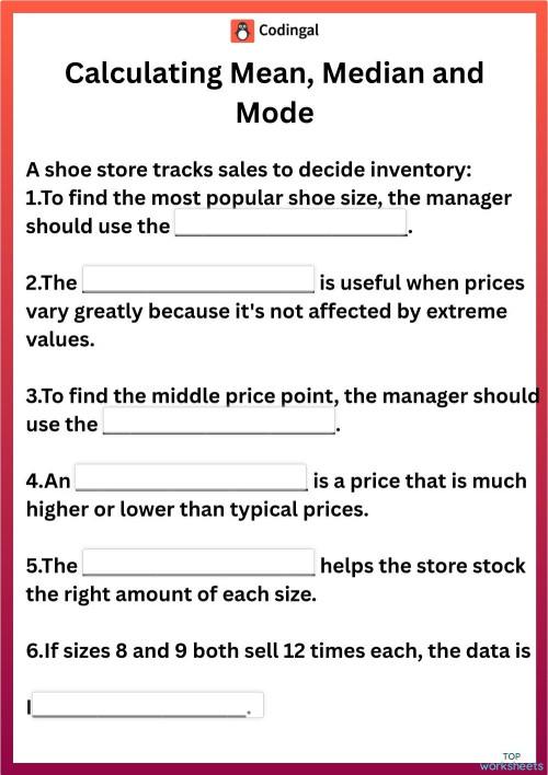 M_G07M17L60_WA02_Calculating_Mean,Median,and_Mode_4. Interactive worksheet | TopWorksheets