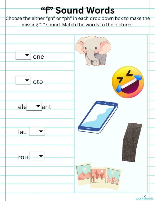 “f” Sound Words. Interactive worksheet | TopWorksheets