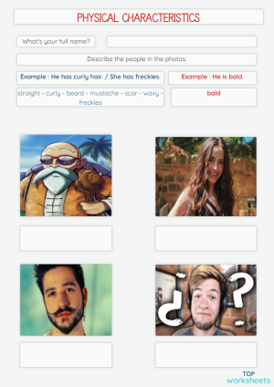 Physical characteristics. Ficha interactiva | TopWorksheets