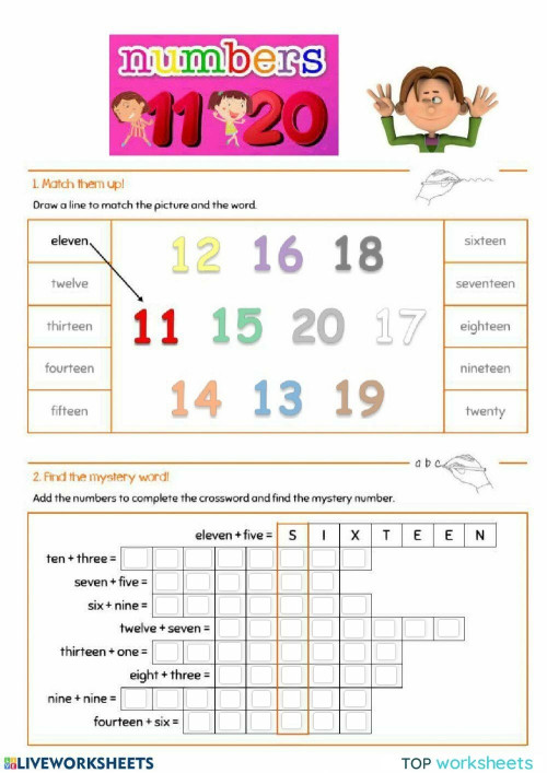 Numbers 11 to 20. Interactive worksheet | TopWorksheets