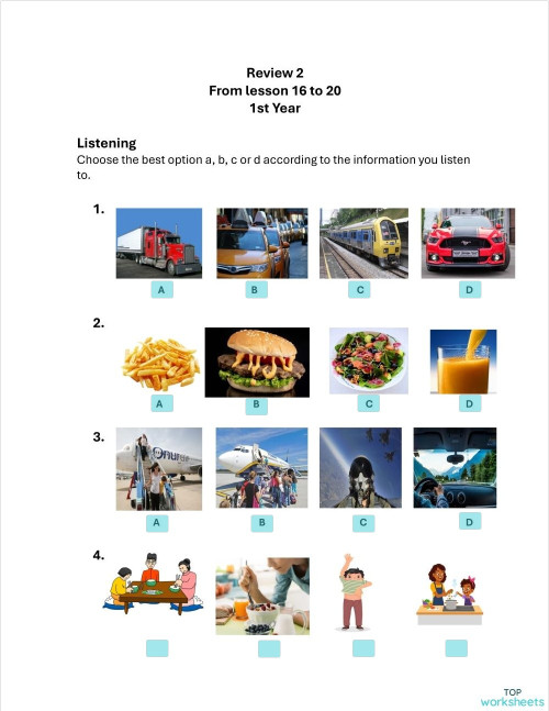 Review 2 lesson 16 to 20 1st year. Ficha interactiva | TopWorksheets