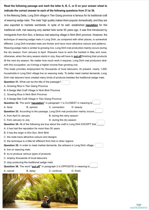 READING MULTIPLE CHOICE 08. Interactive worksheet | TopWorksheets