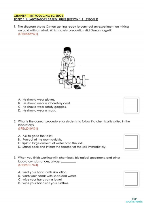 SPE Safety Laboratory Rules Interactive Worksheet TopWorksheets SPE Safety Laboratory Rules Interactive Worksheet TopWorksheets