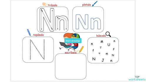 La letra N. Ficha interactiva | TopWorksheets