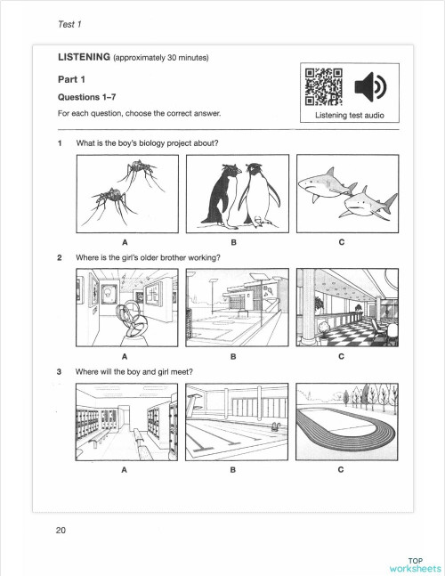 APT2 - Test 1 - Listening. Interactive worksheet | TopWorksheets