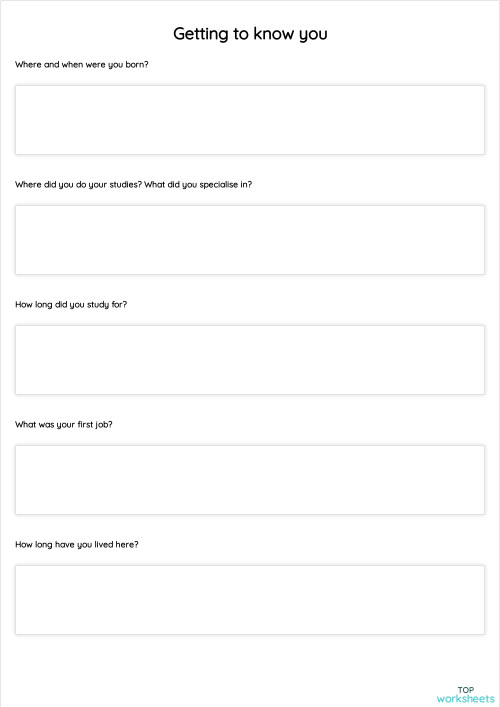 Getting to know you. Interactive worksheet | TopWorksheets