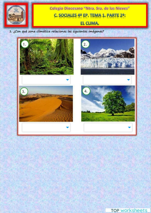 Tema 1. 2ª Parte. El clima. Ficha interactiva | TopWorksheets