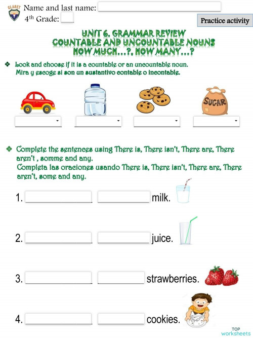 4th G. Unit 6. Grammar review. Practice activity. Interactive worksheet ...