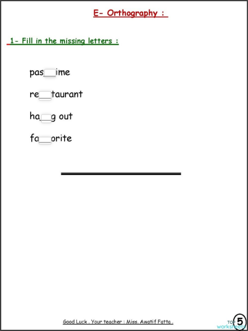missing letters. Interactive worksheet | TopWorksheets