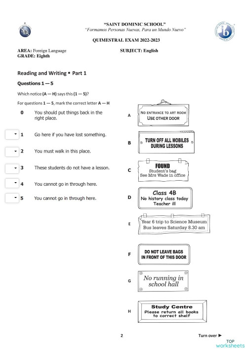 KET reading. Interactive worksheet | TopWorksheets