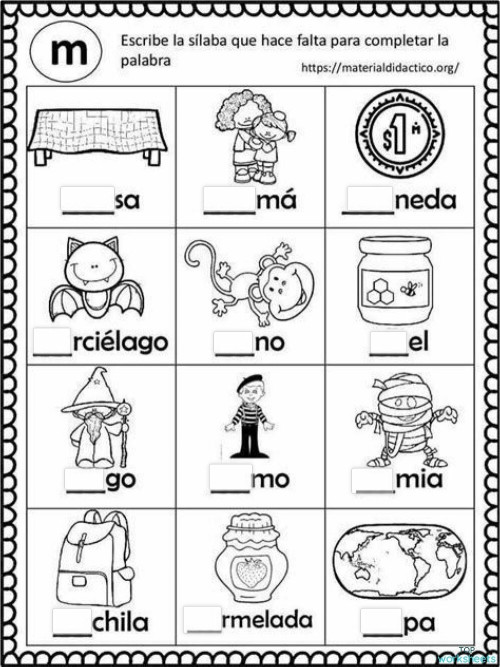 Sílabas: fichas interactivas y ejercicios online | TopWorksheets