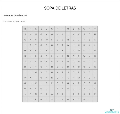 SOPA DE LETRAS. Ficha interactiva | TopWorksheets