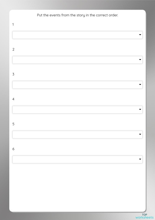 Put the events from the story in the correct order.. Interactive ...
