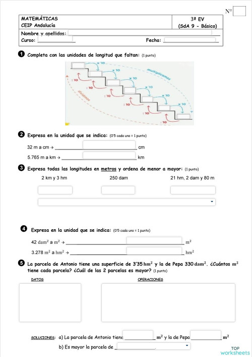 Medidas de longitud, capacidad, masa y superficie: fichas interactivas ...