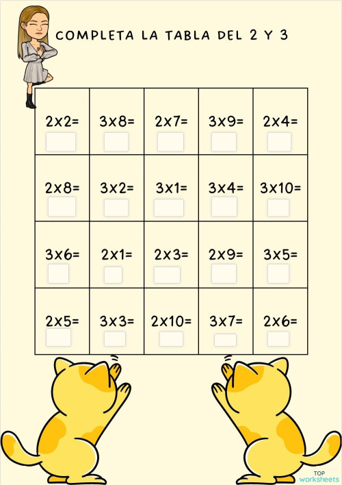 Tablas del 2 y 3. Ficha interactiva | TopWorksheets