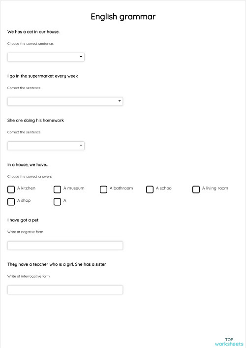 Interactive worksheets and online exercises in english | TopWorksheets