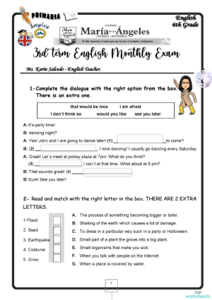 6th grade exam. Interactive worksheet | TopWorksheets