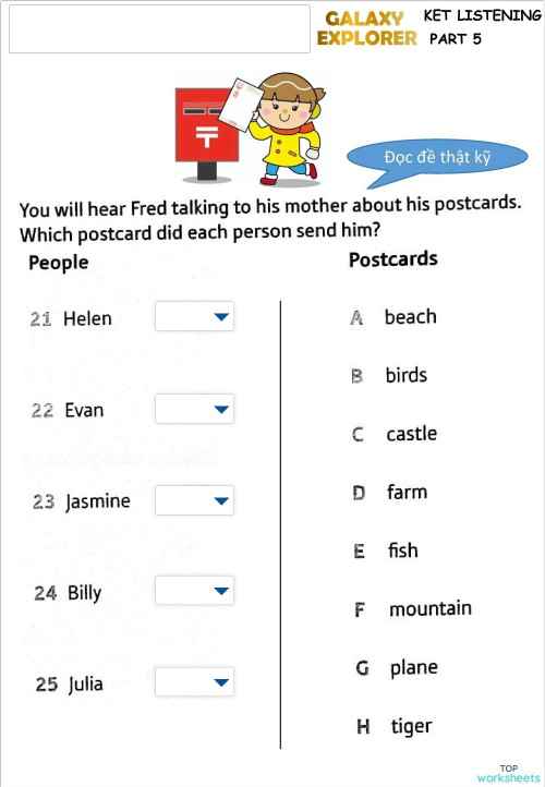 Listening: interactive worksheets and online exercises | TopWorksheets