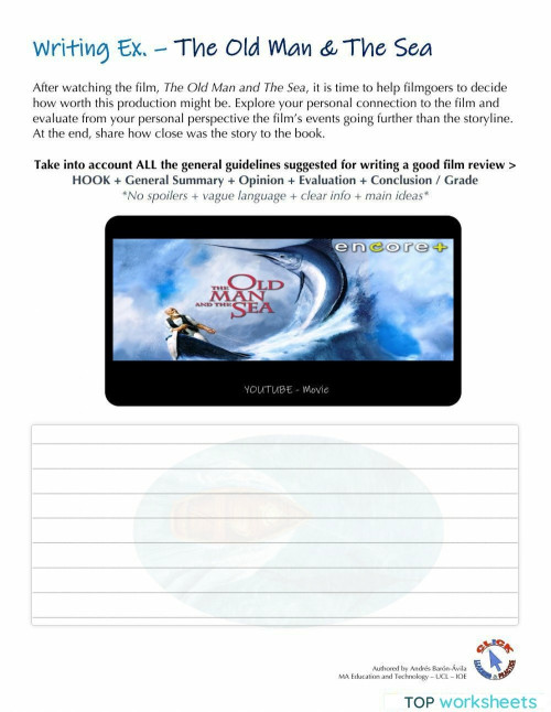 Writing Ex. - Film Review (The Old Man and The Sea). Interactive ...