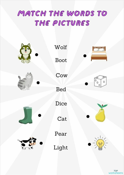 MATCH THE WORDS TO THE PICTURES. Interactive worksheet | TopWorksheets