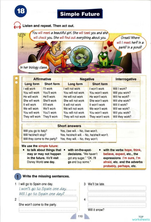 Tenses - Future Simple. Interactive worksheet | TopWorksheets