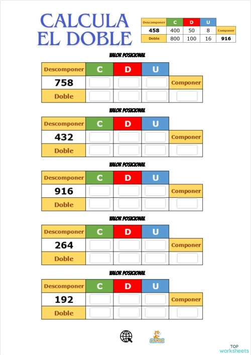 El doble de un nùmero ABN 01. Ficha interactiva | TopWorksheets