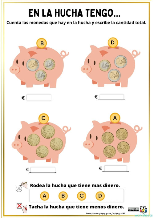 En la hucha tengo. Ficha interactiva | TopWorksheets