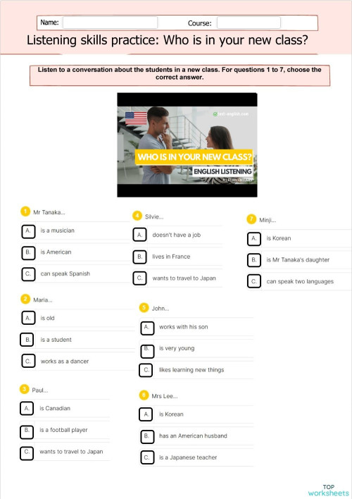 Ask and give personal information - Listening. Interactive worksheet ...
