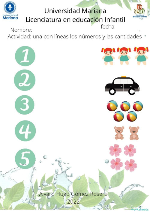 números del 1 al 5. Ficha interactiva | TopWorksheets