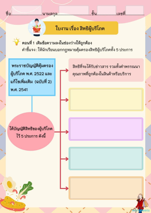 สิทธิผู้บริโภค ใบงานเชิงโต้ตอบ Topworksheets