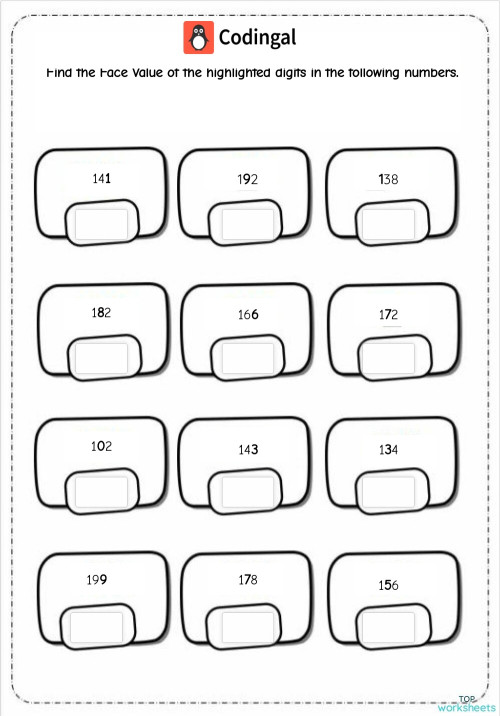 M_G02M01L01_WA01_Face Value upto 200.. Interactive worksheet | TopWorksheets