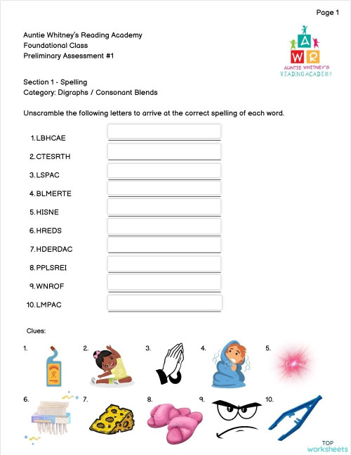 Foundational Class- Preliminary Assessment #1. Interactive worksheet ...