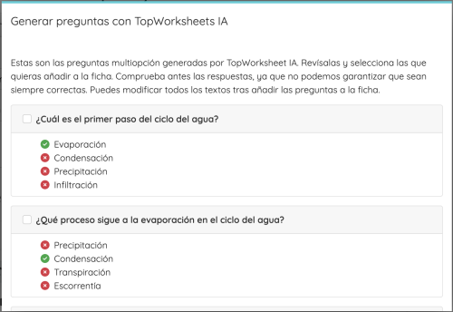 Ayuda: Cómo generar preguntas multiopción | TopWorksheets