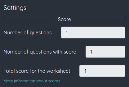 Help on How to set a custom score for each question | TopWorksheets
