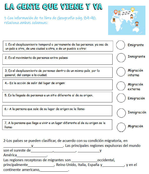 La migración. Ficha interactiva | TopWorksheets