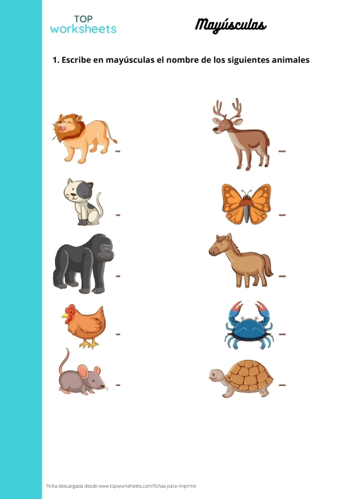 Usa las mayúsculas, ficha para imprimir | TopWorksheets