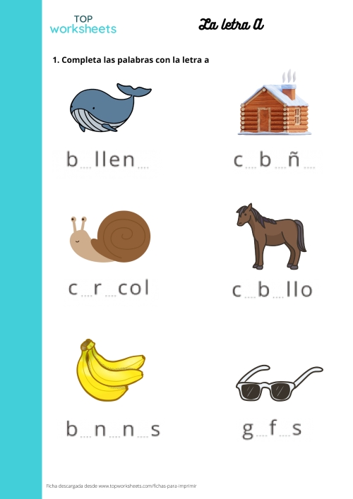 Completa las palabras, ficha para imprimir | TopWorksheets