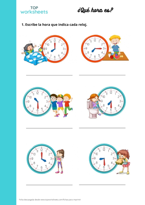 Hora digital, ficha para imprimir | TopWorksheets